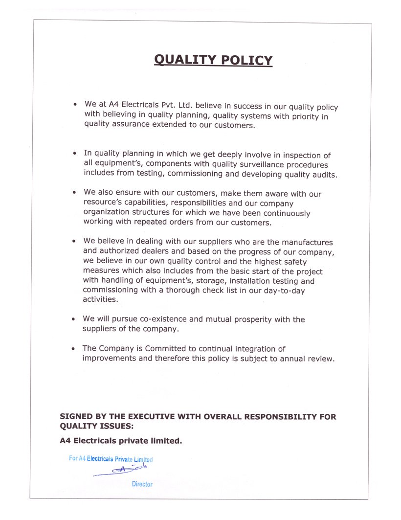 About Us - A4 Electricals